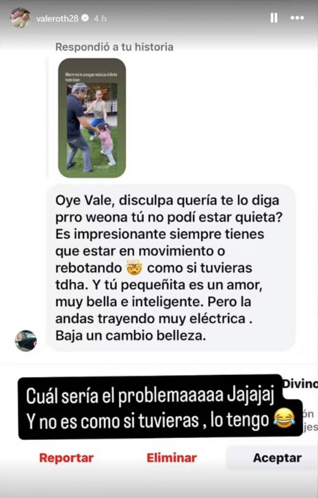 Cuál sería el problema?”: Vale Roth calla a usuaria por dura crítica a ...
